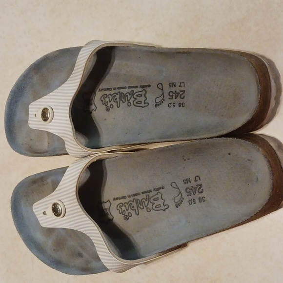 Birkenstock | Shoes | 38 Birkis Thong Type In Blue White Stripe | Poshmark
